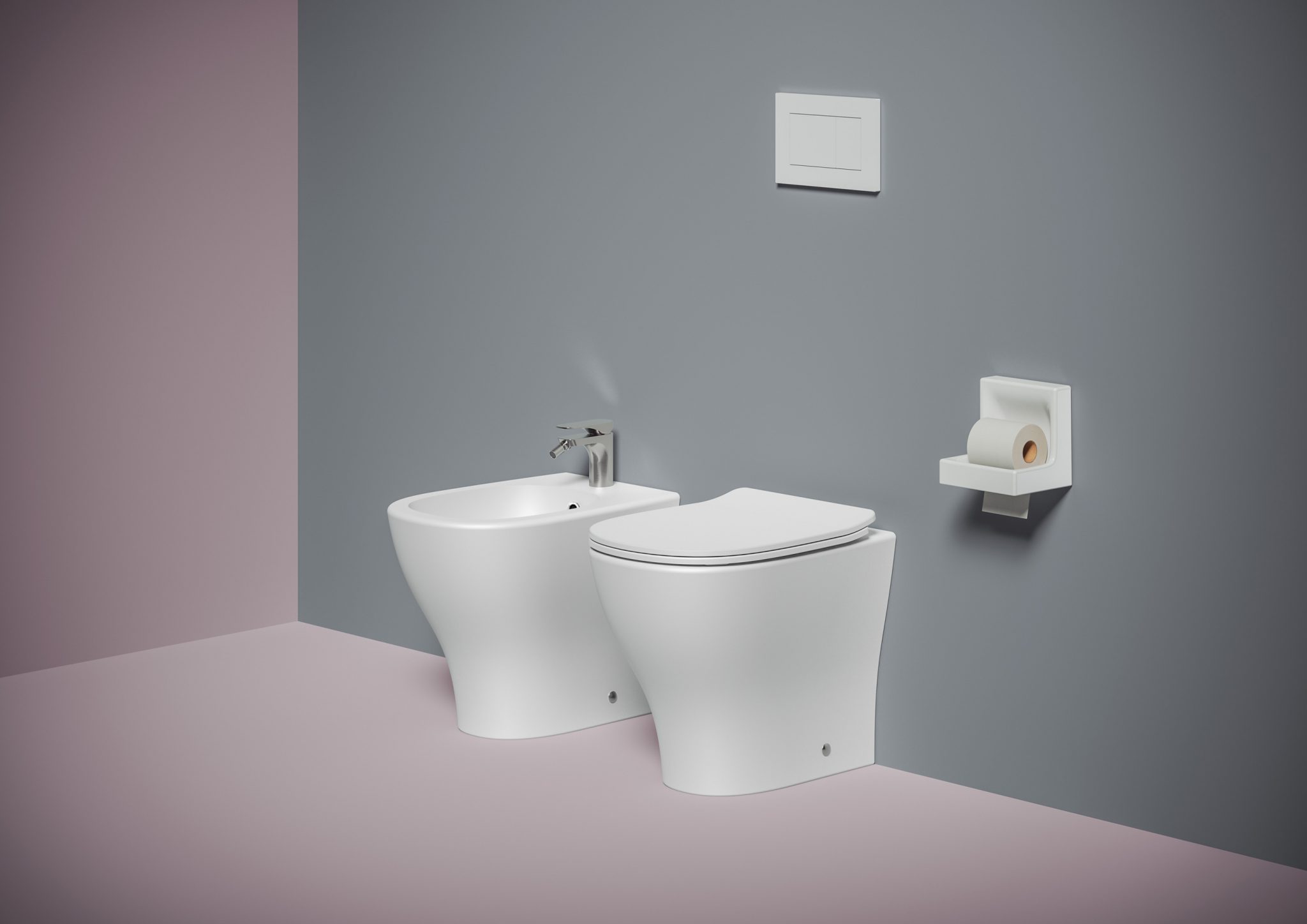 Collezione Ten - Sanitari moderni filomuro con lavabo